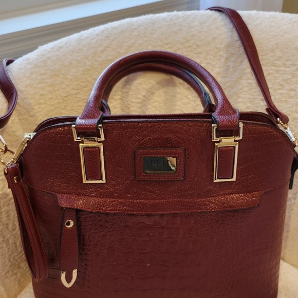 Danbury Mint | Bags | Monaco Handbag Satchel And Rich Burgundy And Gold ...
